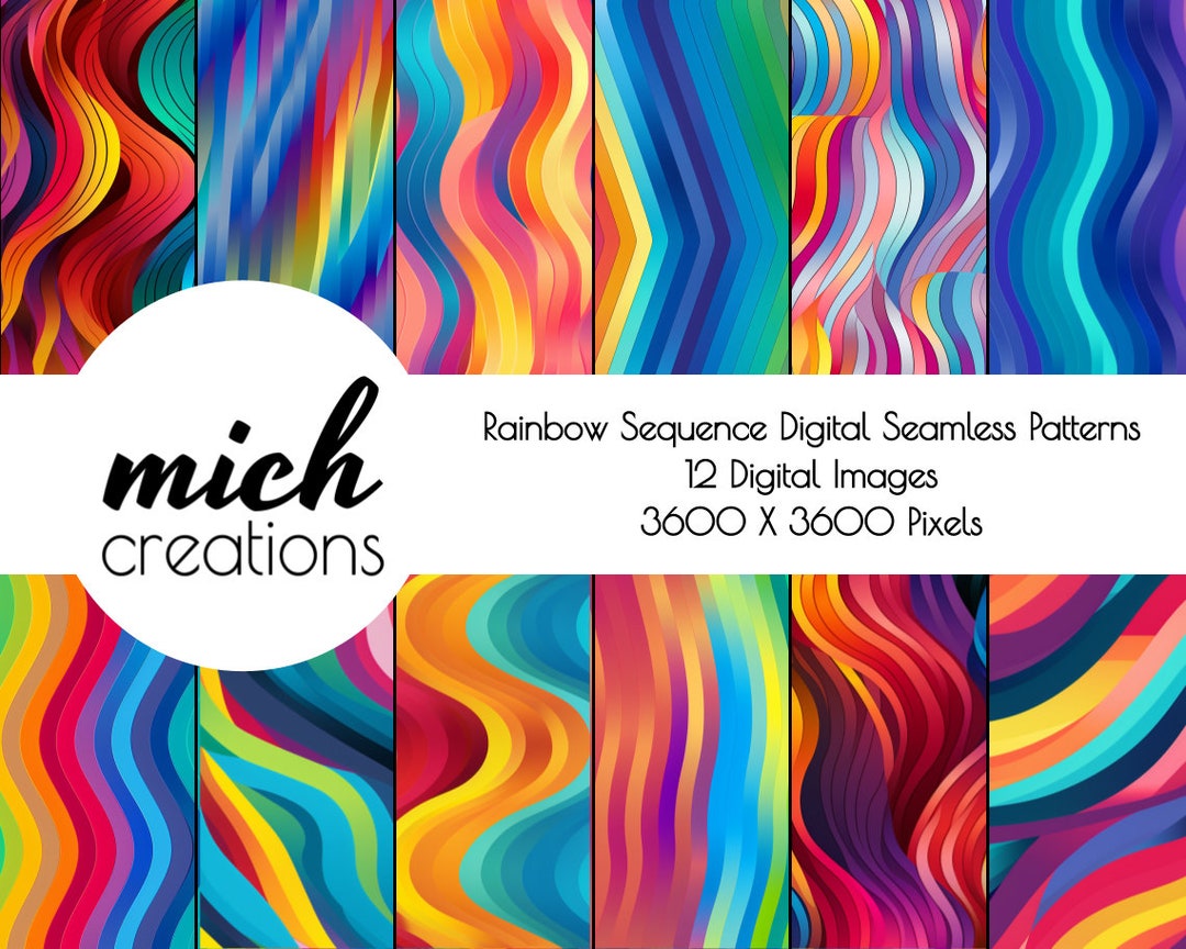Rainbow Sequence Seamless Pattern Digital Download, Rainbow Pattern ...