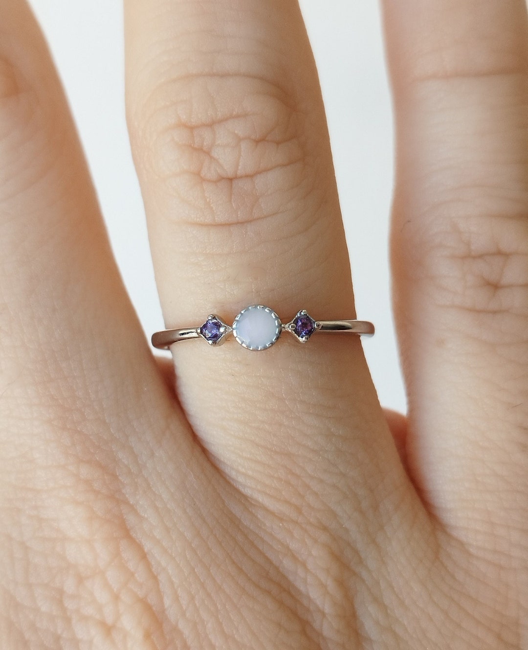 Birthstones Dainty Breastmilk Ring, 925 Sterling Silver Ring, Stackable ...