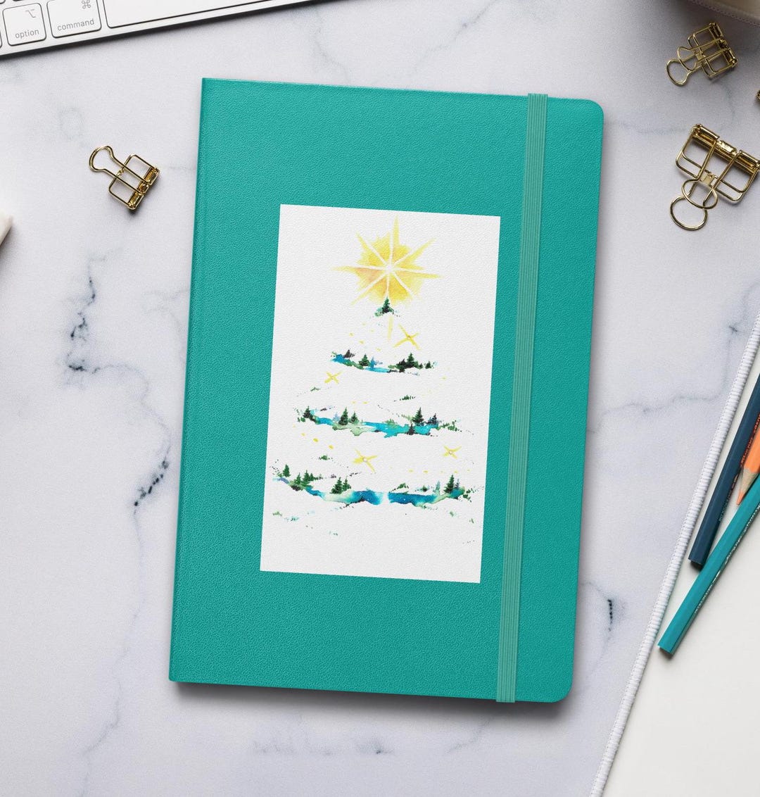 Evergreen Tree Watercolor Journal, Holiday List Notebook, Self Care ...