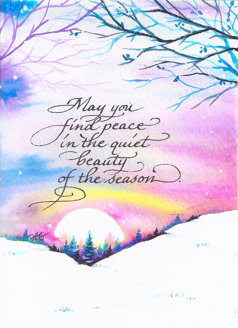 Hand Painted Holiday Card May You Find Peace in the Quiet - Etsy