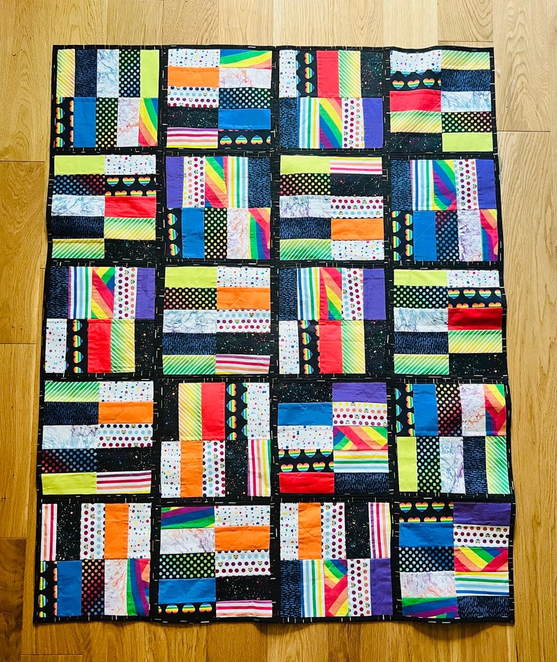 Colorful Throw Patchwork Quilt / Lap Quilt / Baby Floor Play Mat ...