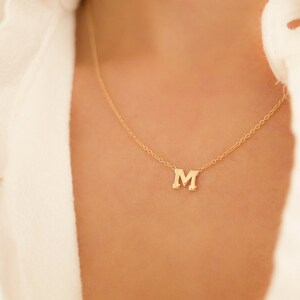 14k Solid Gold Letter Necklace 14k Gold Initial Initial - Etsy