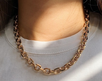 Frankie Chain, Gold Necklace, Gold Chain Necklace, Thick Chain Necklace ...