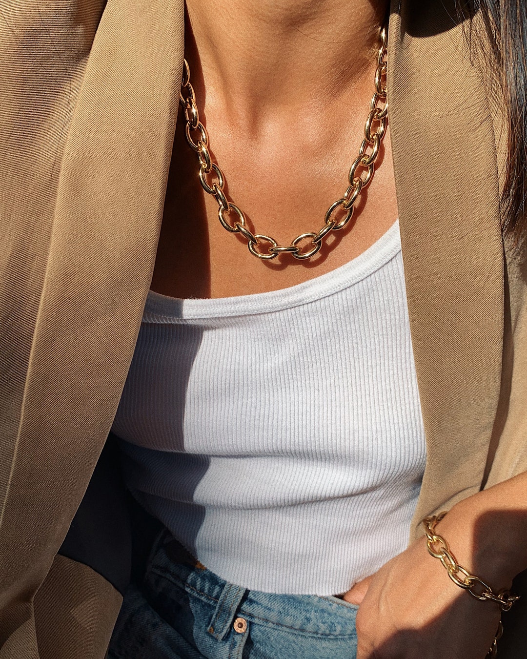 Frankie Chain Gold Necklace Gold Chain Necklace Thick Chain - Etsy