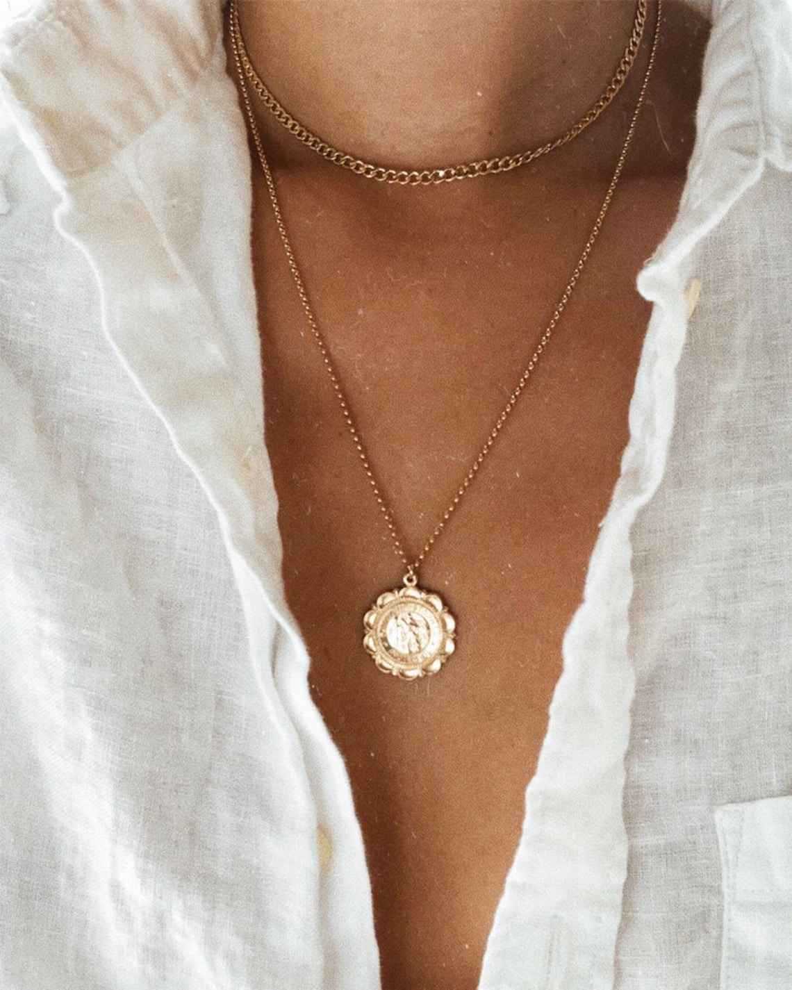 Gold Filled Necklace Gold Necklace Coin Necklace St | Etsy