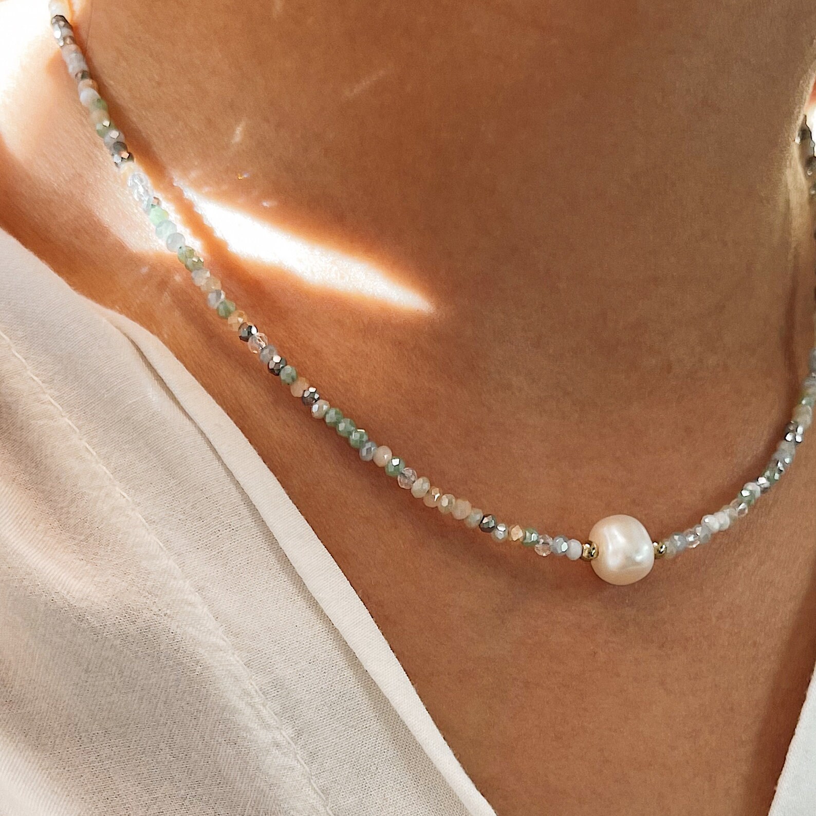 Pearl Beaded Necklace Colorful Beaded Necklace Colorful Bead - Etsy