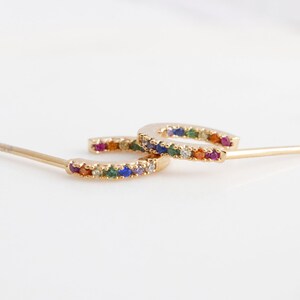 Rainbow Hoops, Multicolored Tiny Hoop Earrings, Rainbow Small Hoops ...