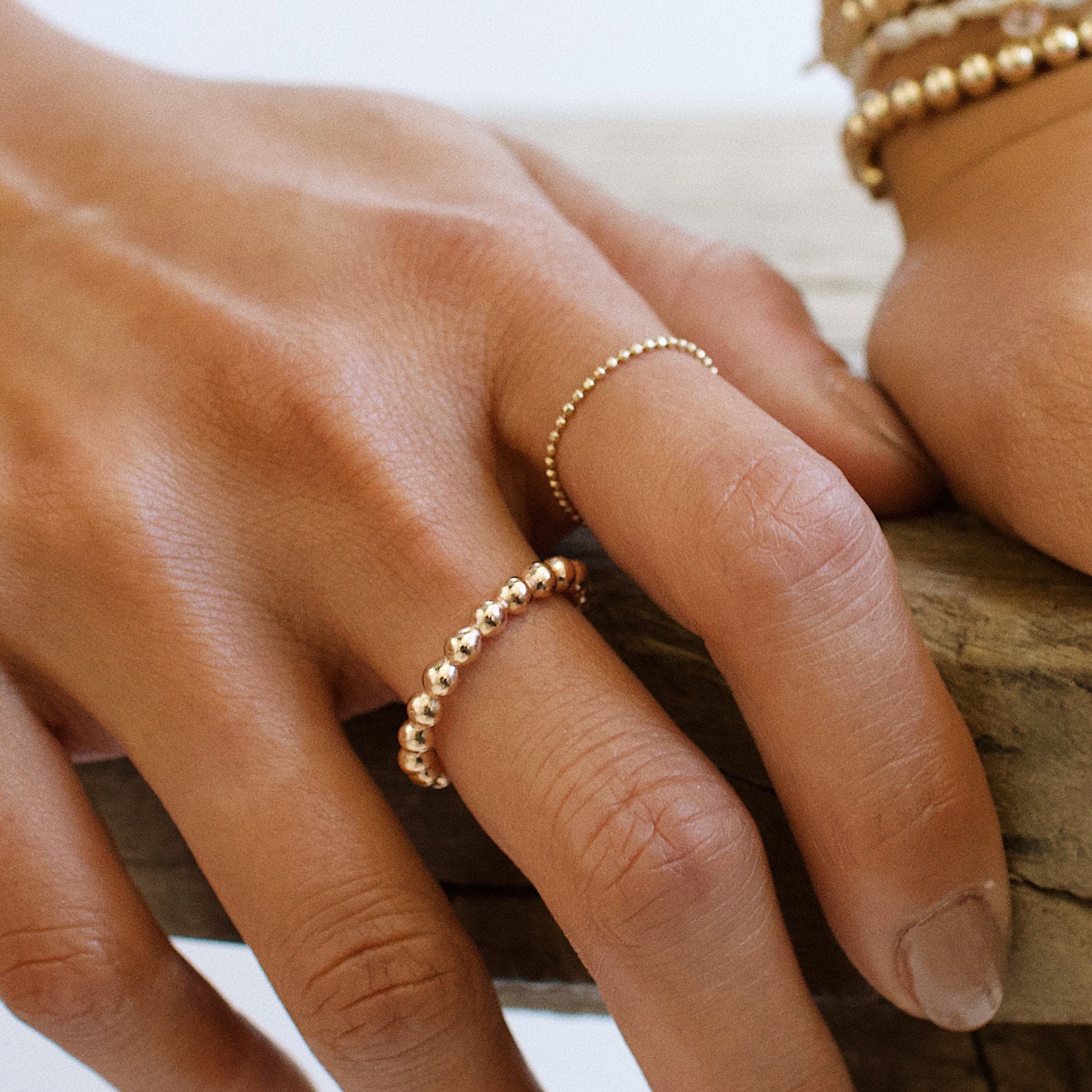 14k Gold Filled Ring, Gold Filled 3mm Beaded Ring, Gold Stacking Ring ...
