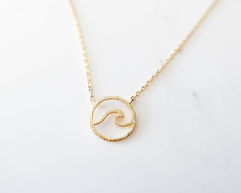 Wave Necklace Gold Necklace Beach Necklace Gold Wave - Etsy