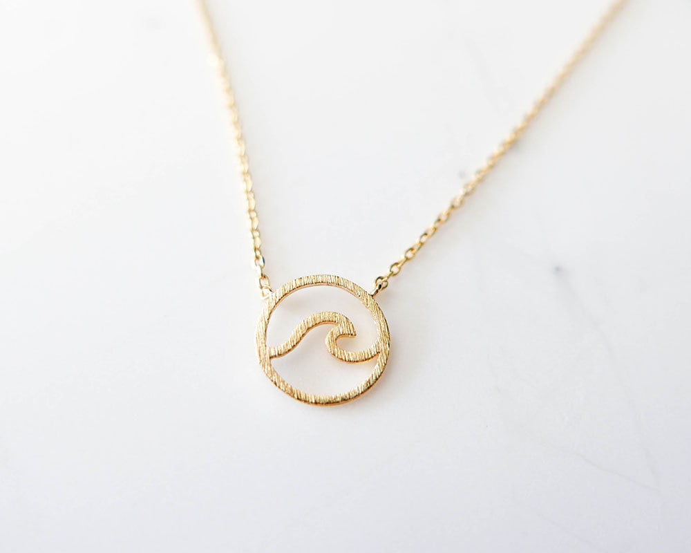 Wave Necklace Gold Necklace Beach Necklace Gold Wave - Etsy