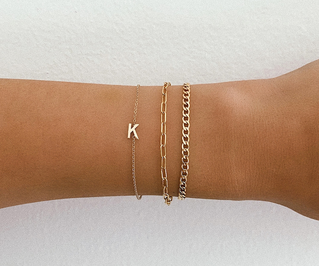 Link Chain Bracelet, Thin Link Bracelet, Paperclip Chain Bracelet, 14k ...