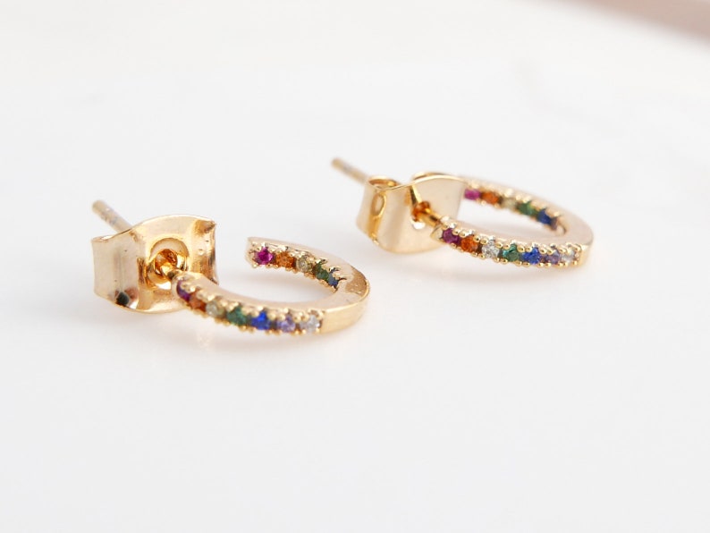 Rainbow Hoops Multicolored Tiny Hoop Earrings Rainbow Small - Etsy