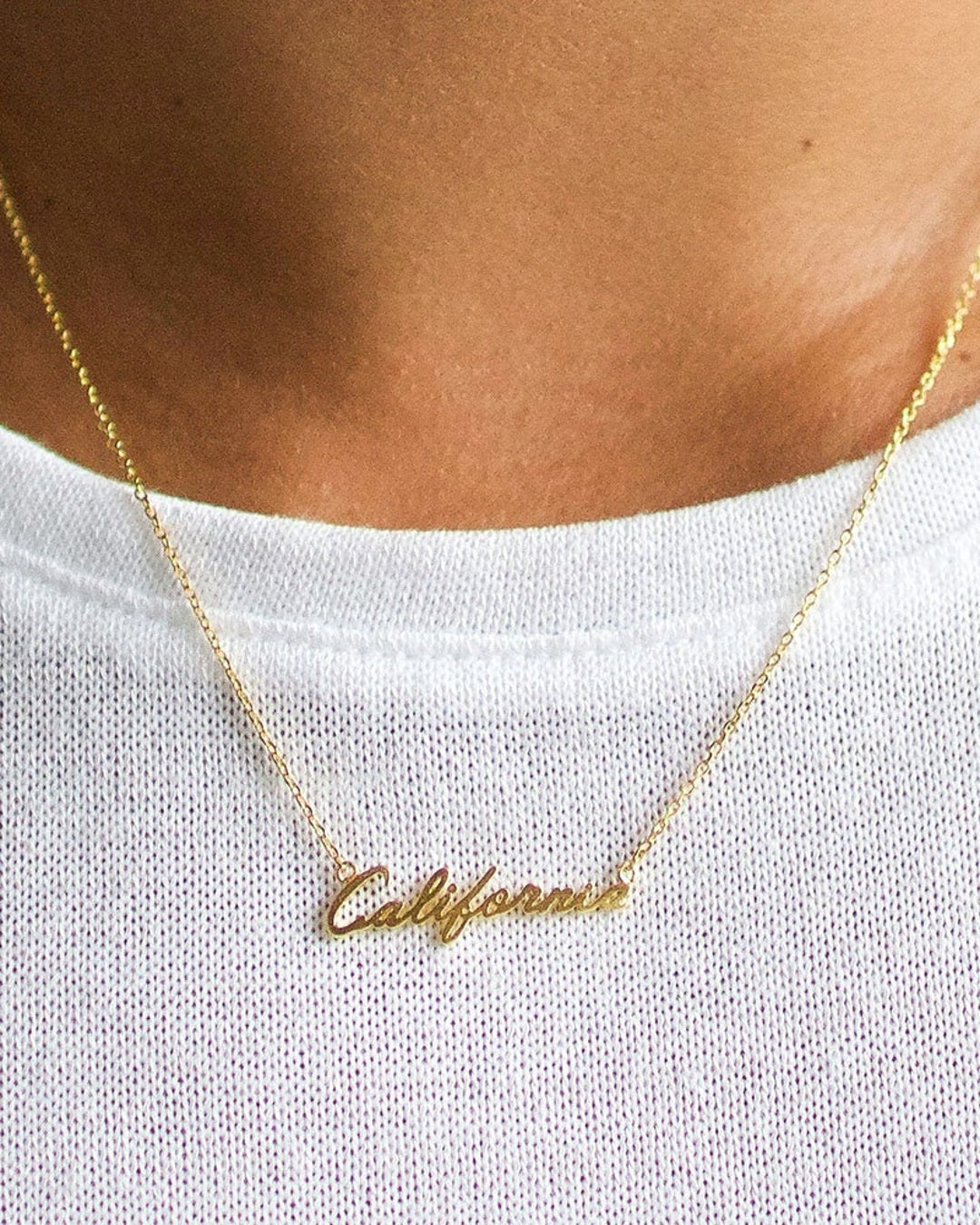 Gold California Necklace, Gold Necklace, CA Necklace, State Necklace ...