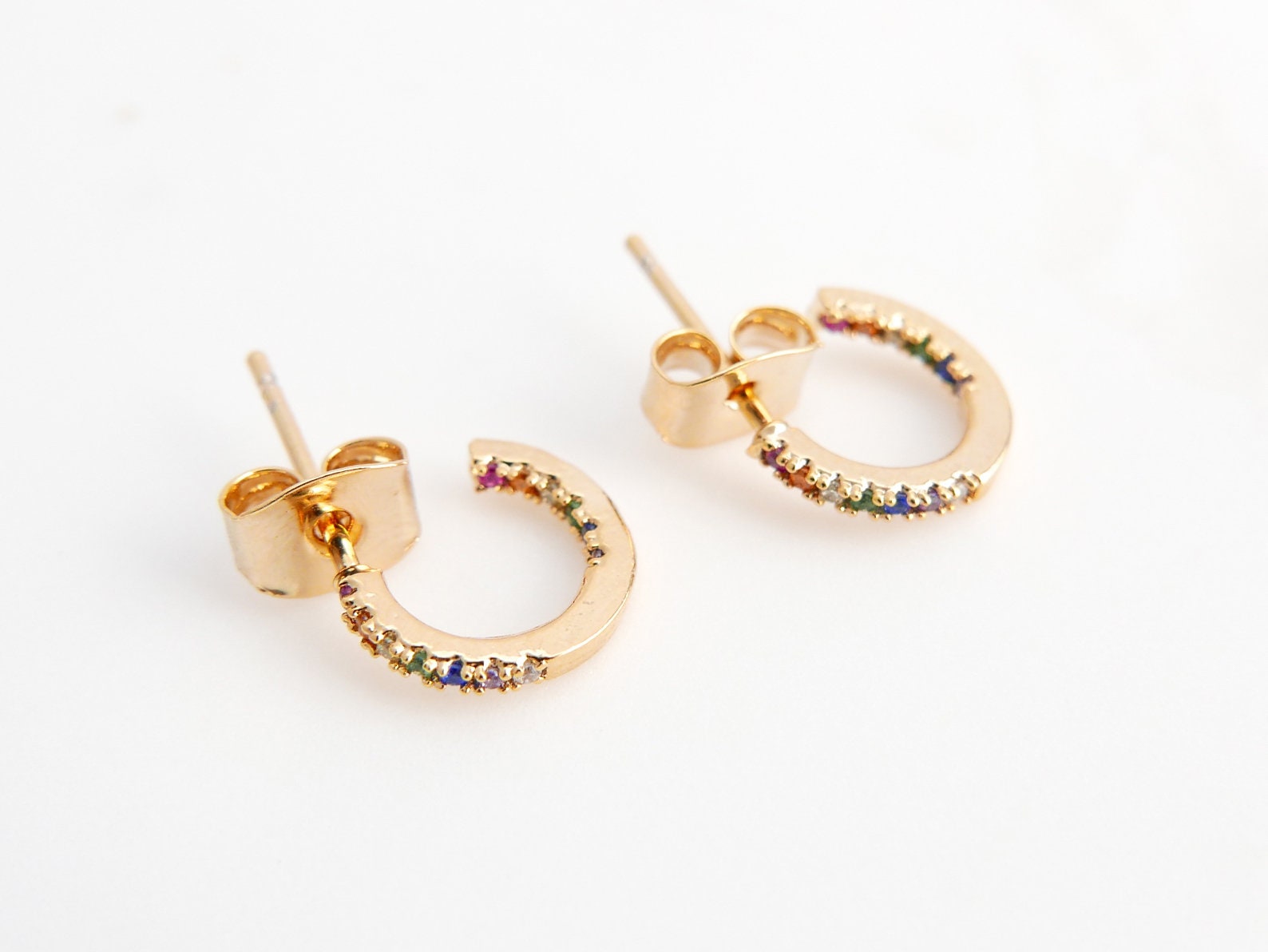 Rainbow Hoops Multicolored Tiny Hoop Earrings Rainbow Small - Etsy