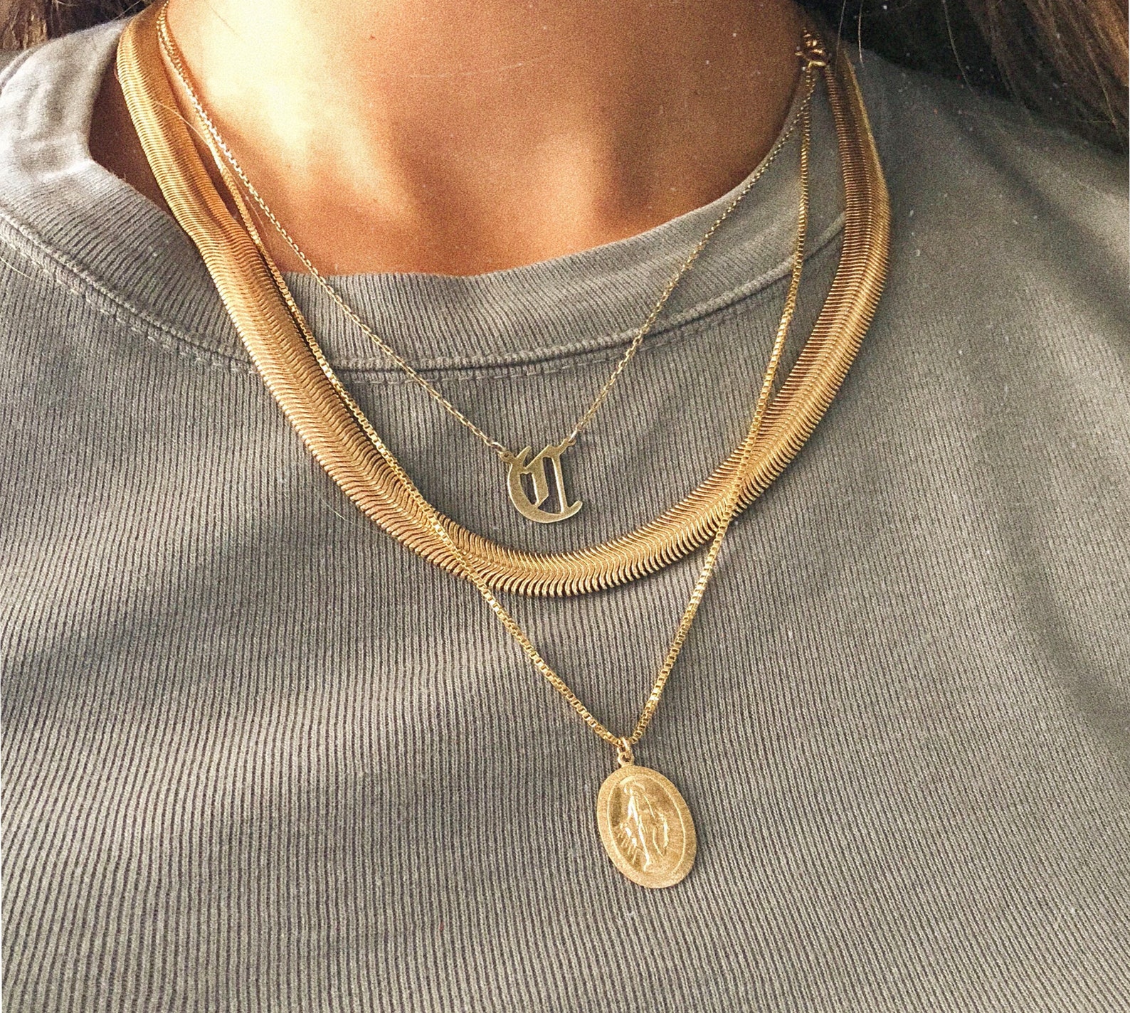 Snake Chain Flat Thick Snake Chain Gold Necklace Layering - Etsy