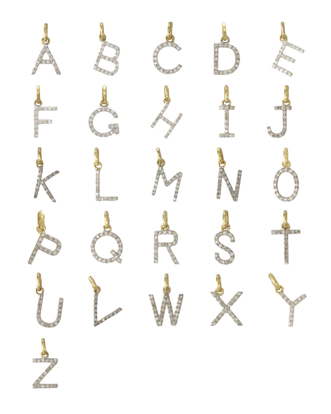 14k Diamond Pendant Necklace Diamond Initial Pendant Diamond | Etsy