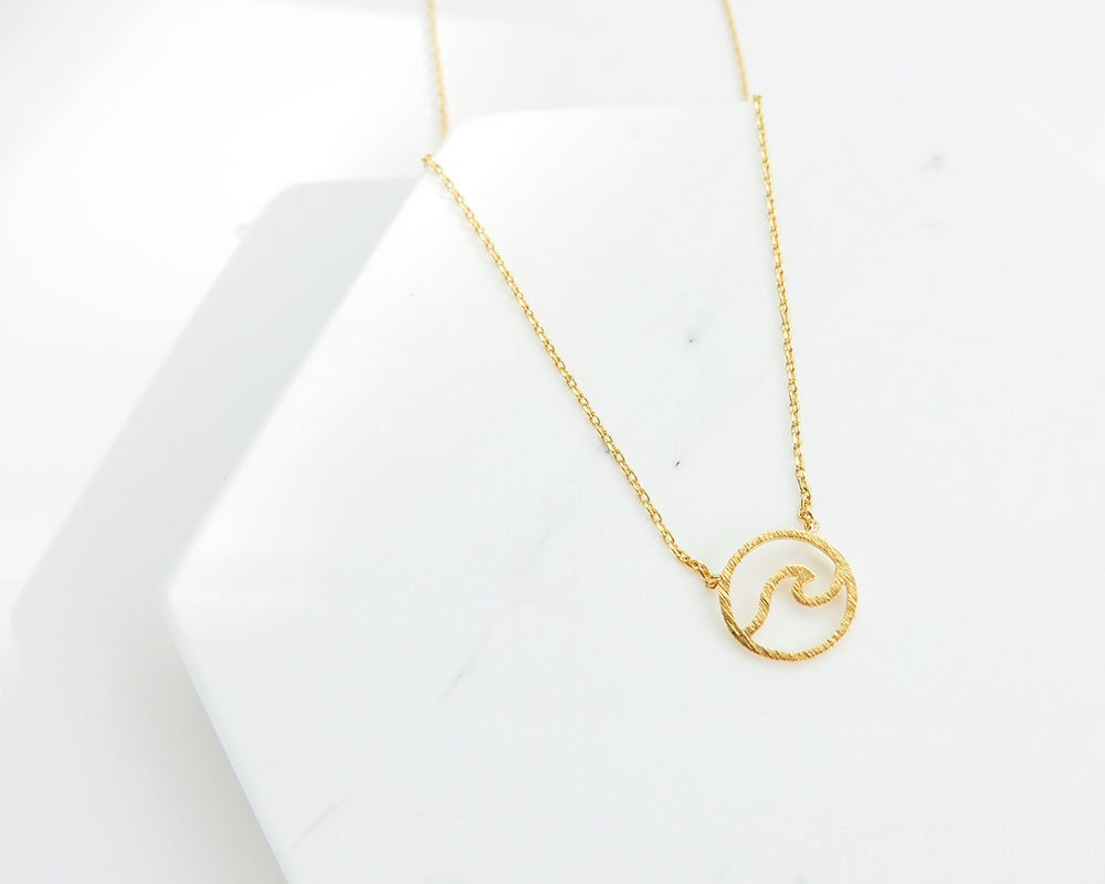 Wave Necklace Gold Necklace Beach Necklace Gold Wave - Etsy