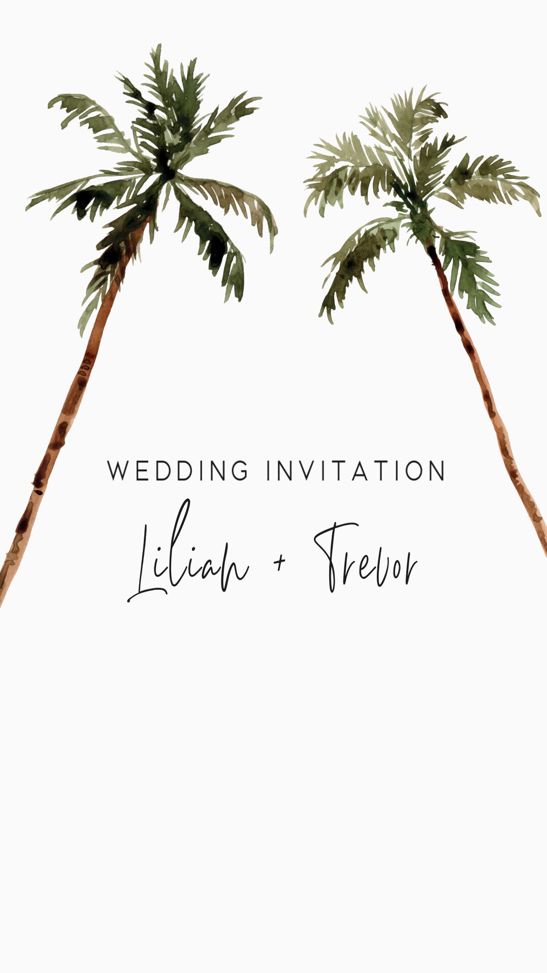 Palm Tree Invitation, Tropical Wedding Video Invitation, Palm Tree ...