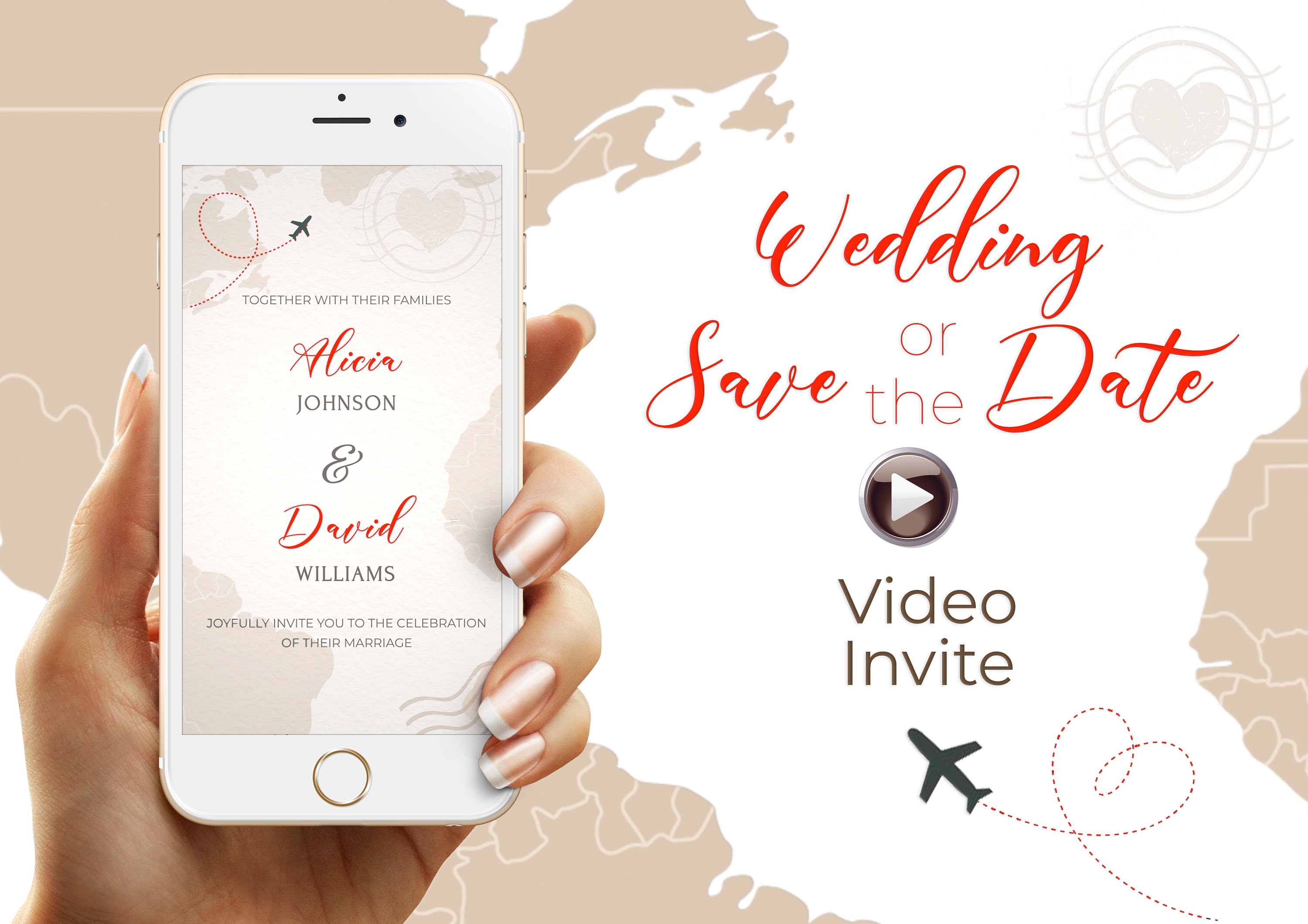 Destination Video Invite, Travel Theme Wedding Video Invitation, Save ...