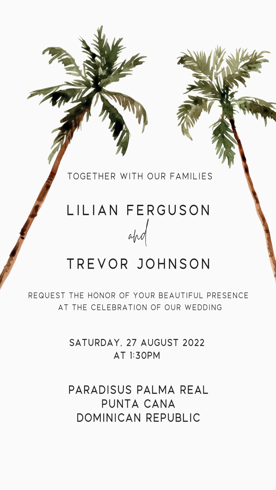Palm Tree Invitation, Tropical Wedding Video Invitation, Palm Tree ...