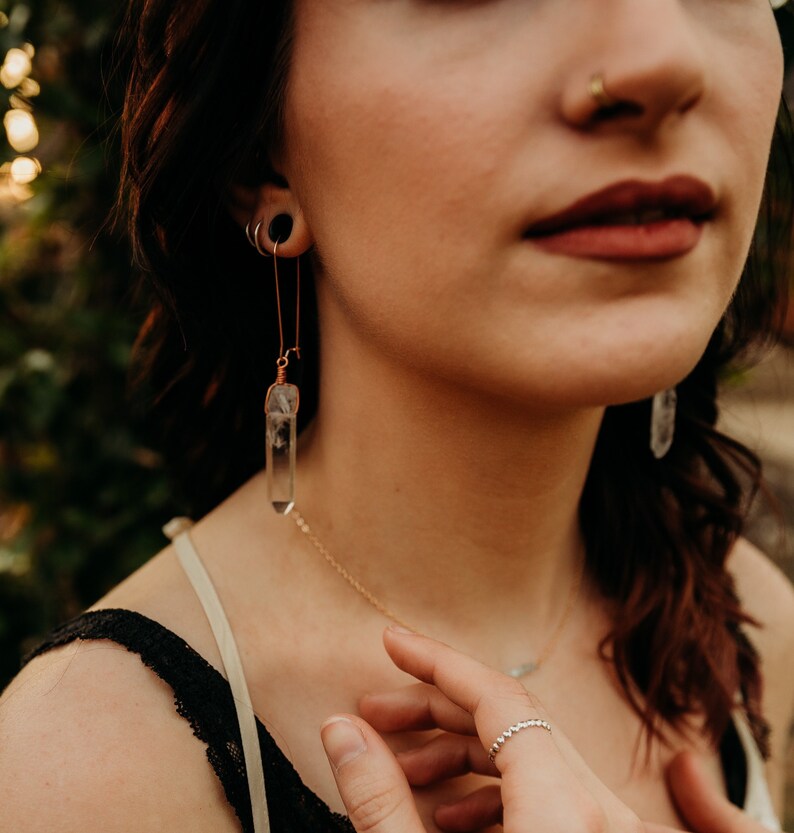Clear Quartz Dangles Earrings for Plugs Ear Plugs Drop - Etsy