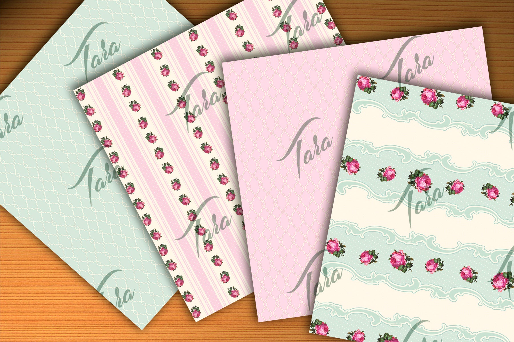 Shabby Chic Digital Paper FLORAL Garden,digital Paper Shabby Chic ...