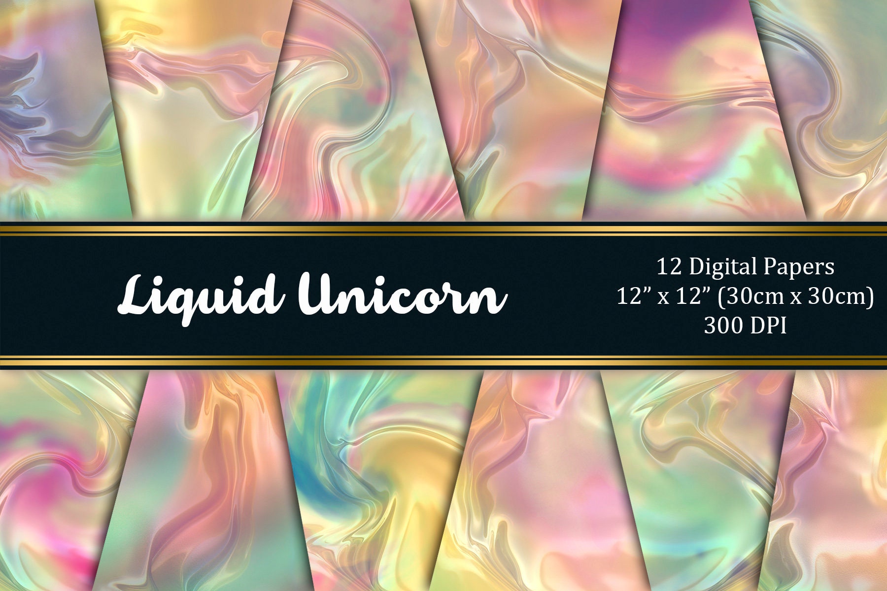 Digital Paper Pack LIQUID UNICORN, Rainbow Ombre Background,abstract ...