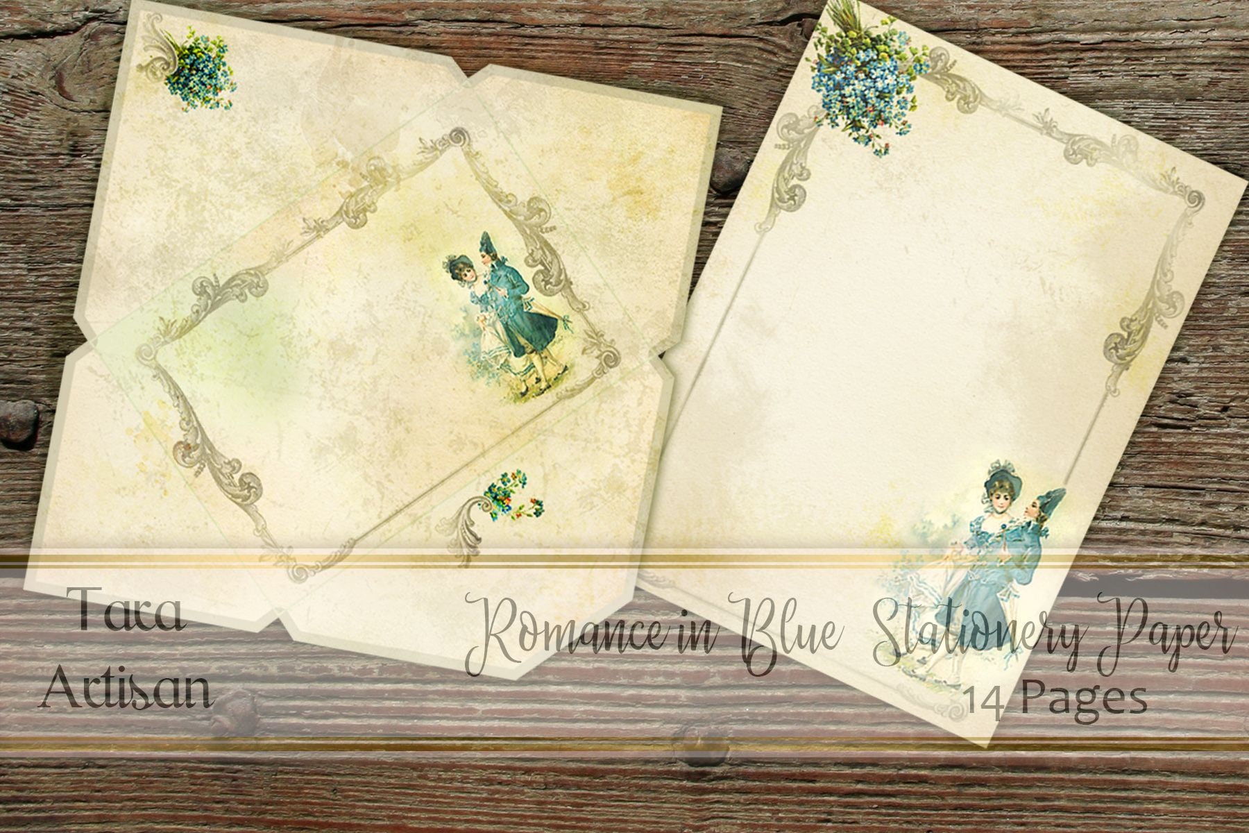 ROMANCE IN BLUE Stationery Paper,love Stationery Envelopes and Writing ...