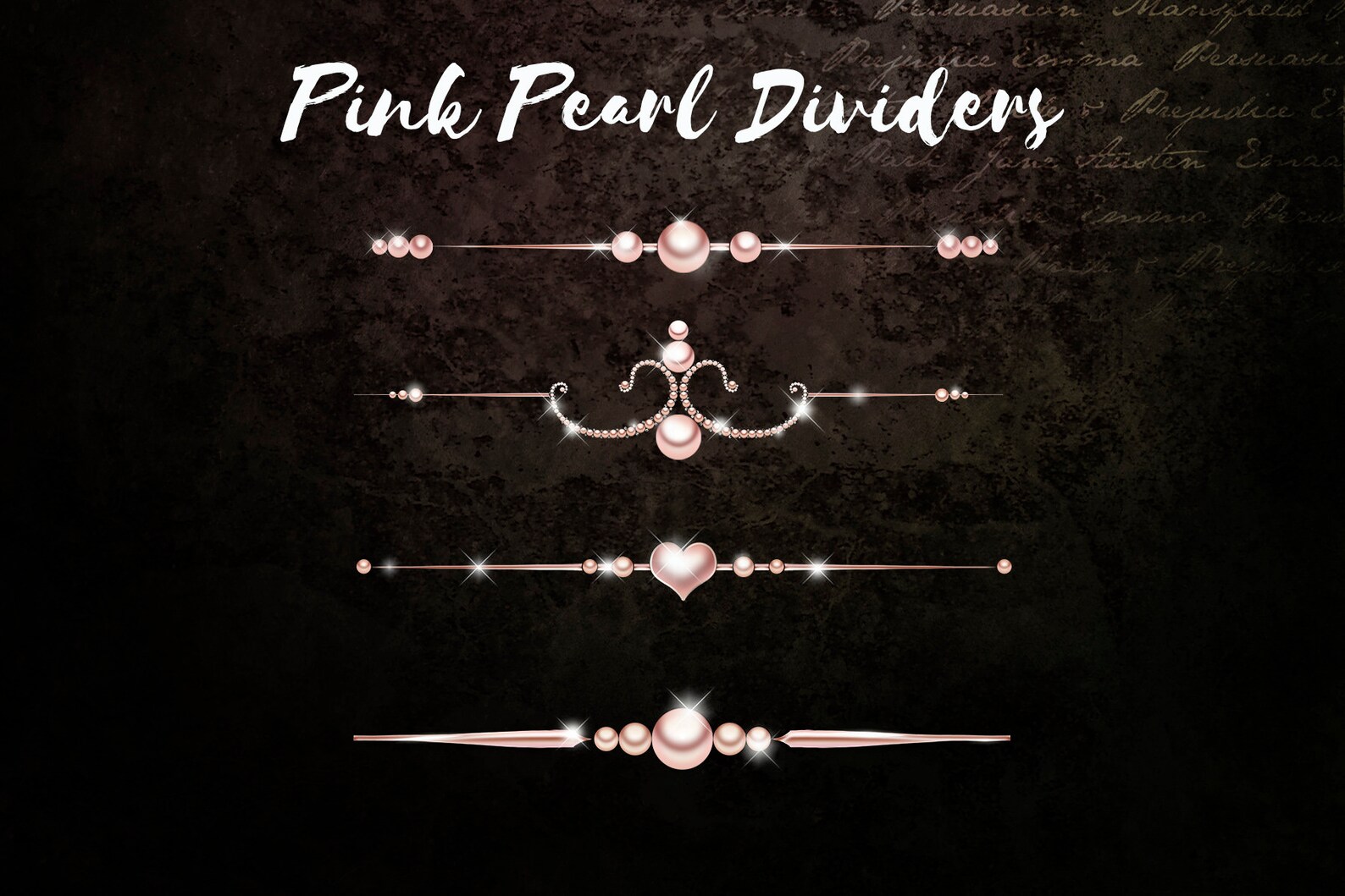 PINK PEARL DIVIDERS Clipart,luxury Bling Wedding Clip Art,pink Pearl ...