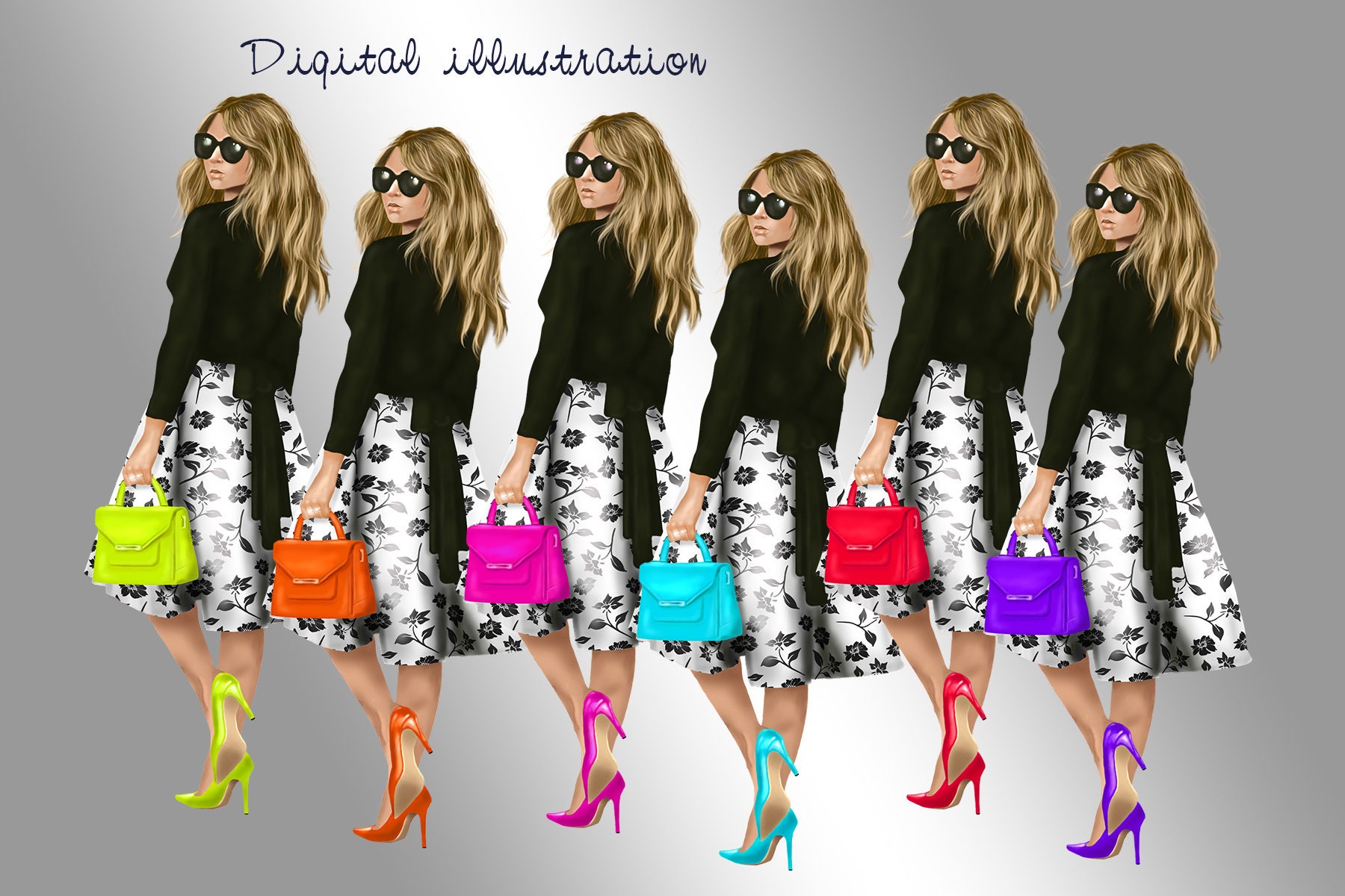 Digital Clipart FASHION Girl,digital Illustration,fashion Illustration ...