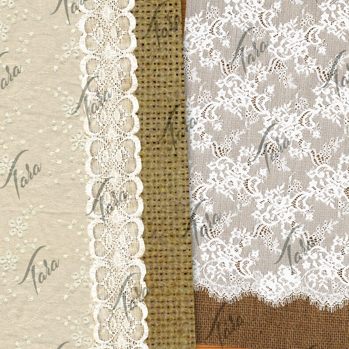 Digital Paper Pack Lace&burlap,burlap Digital Paper,lace Clipart ...