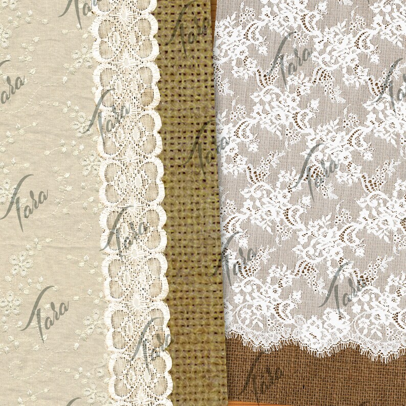 Digital Paper Pack Lace&burlap,burlap Digital Paper,lace Clipart ...