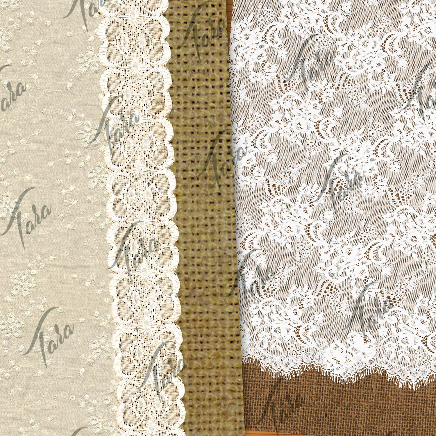 Digital Paper Pack Lace&burlap,burlap Digital Paper,lace Clipart ...