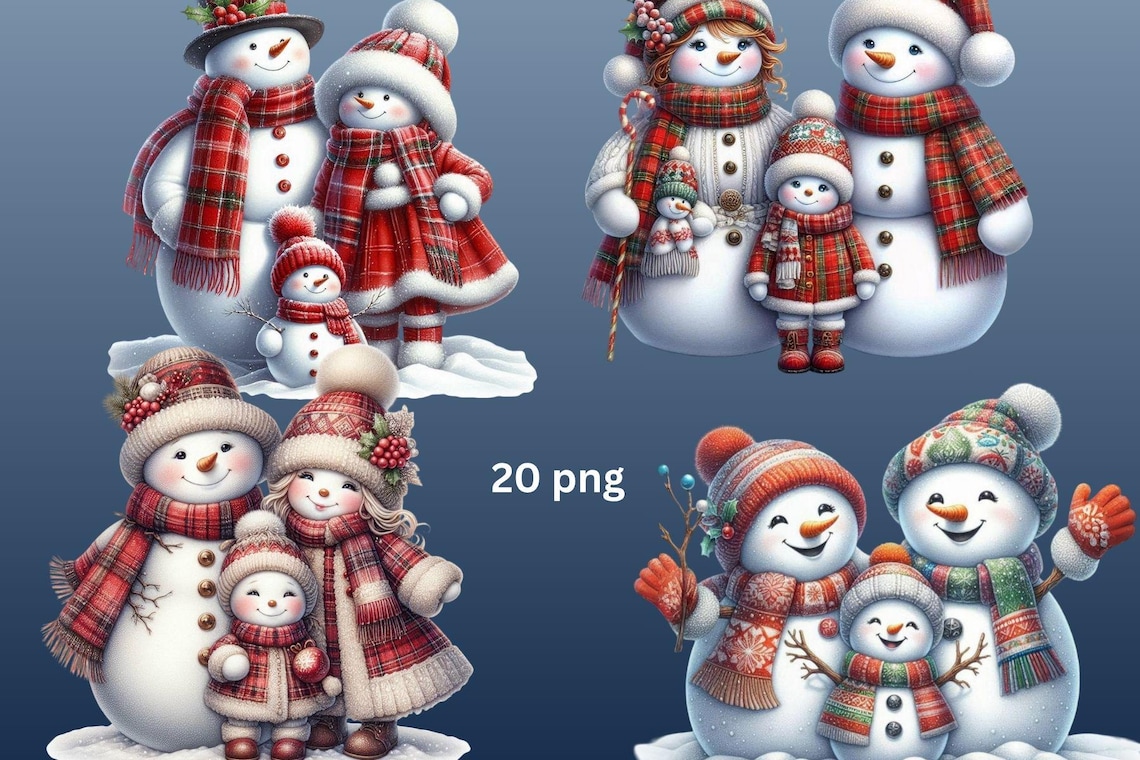 Digital Clipart SNOWMAN Family,winter Snow Clipart,snowman Stickers,png ...