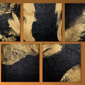 Digital Paper Pack BLACK & GOLD Collection,watercolor Black Gold ...
