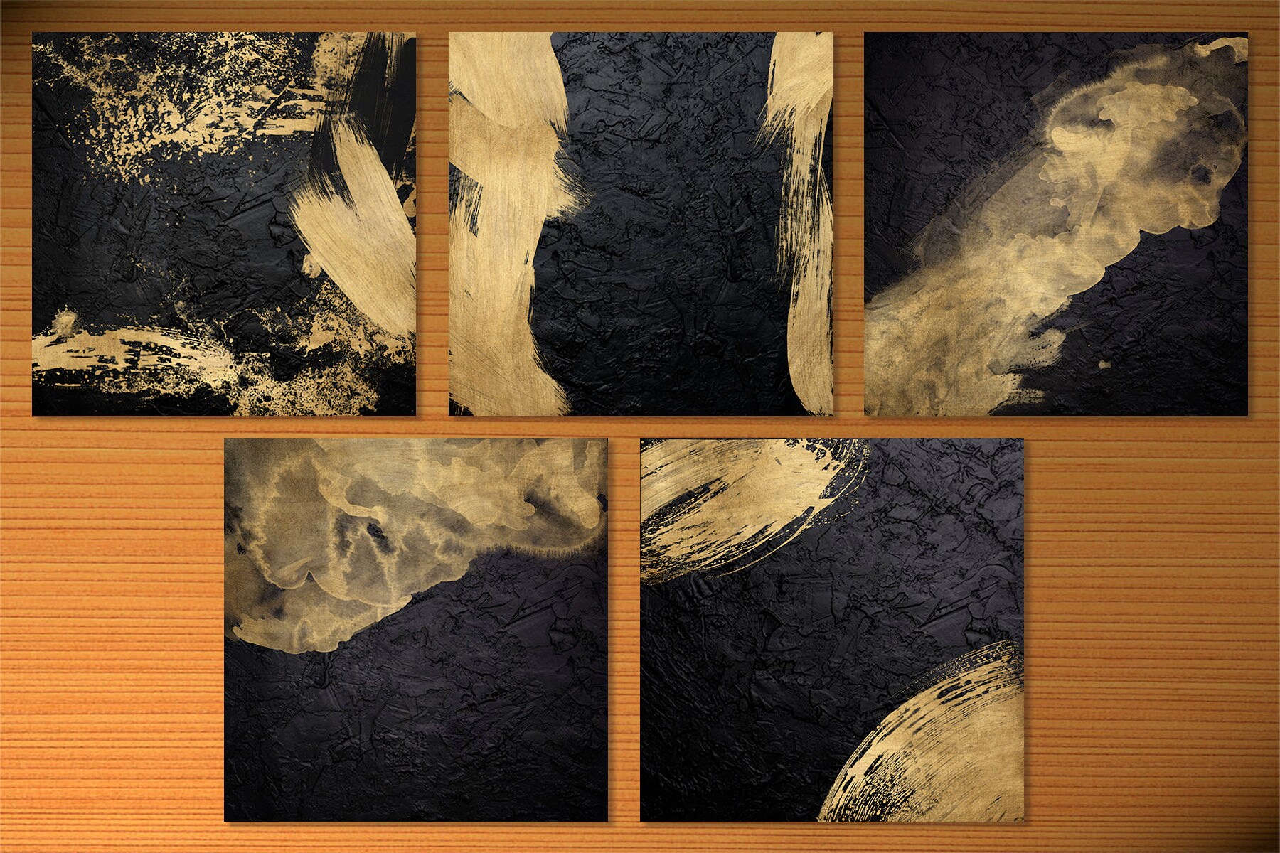 Digital Paper Pack BLACK & GOLD Collection,watercolor Black Gold ...