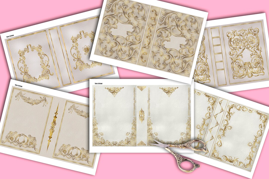 Digital Paper ORNATE WHITE Cover,gold Ornamental Decorative Book Dust ...