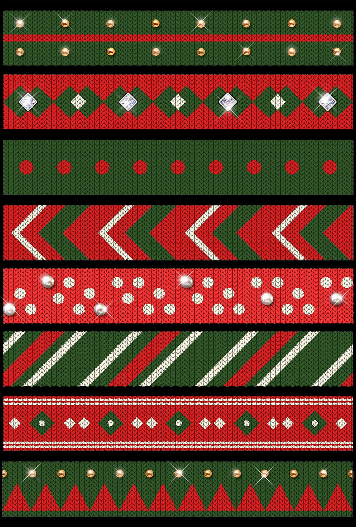 Digital Clipart CHRISTMAS KNITTED BORDERS, Christmas Clipart, Knitted ...