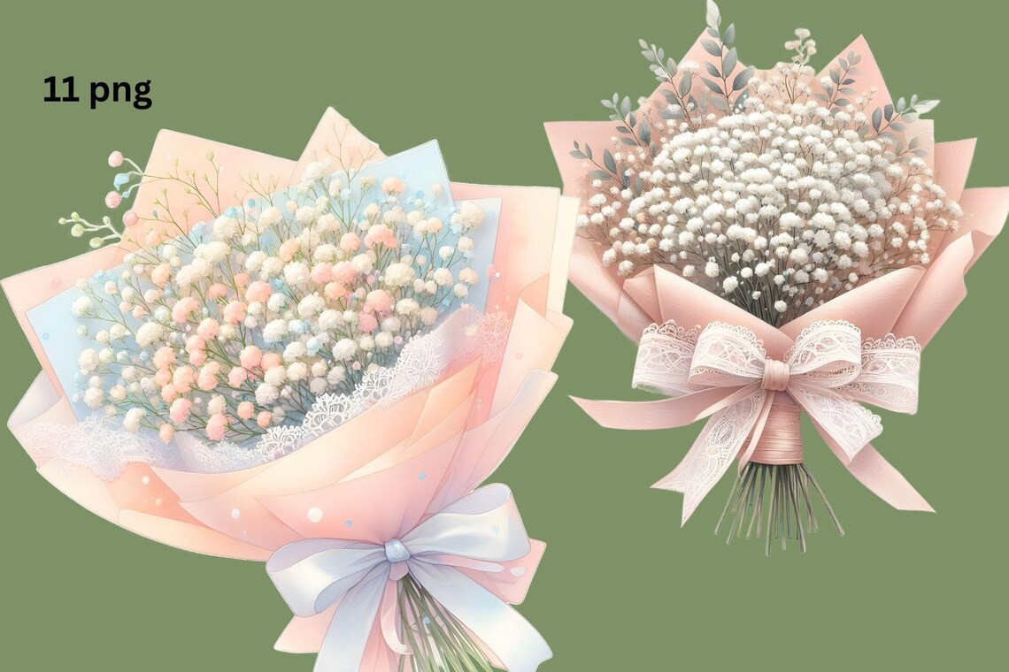 Baby's Breath Clipart, Flowers Clipart, Bouquet, Baby's Breath Bouquet ...