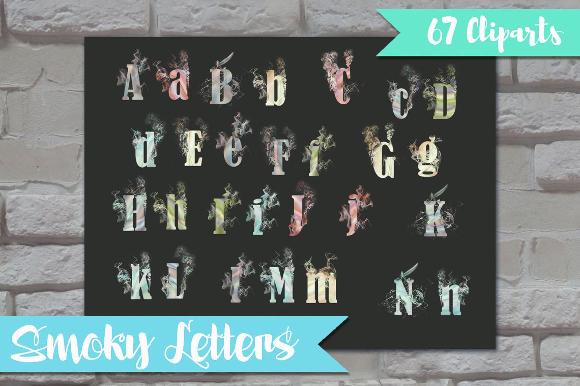 Digital Alphabet SMOKY Letters,digital Letters and Numbers Clipart ...