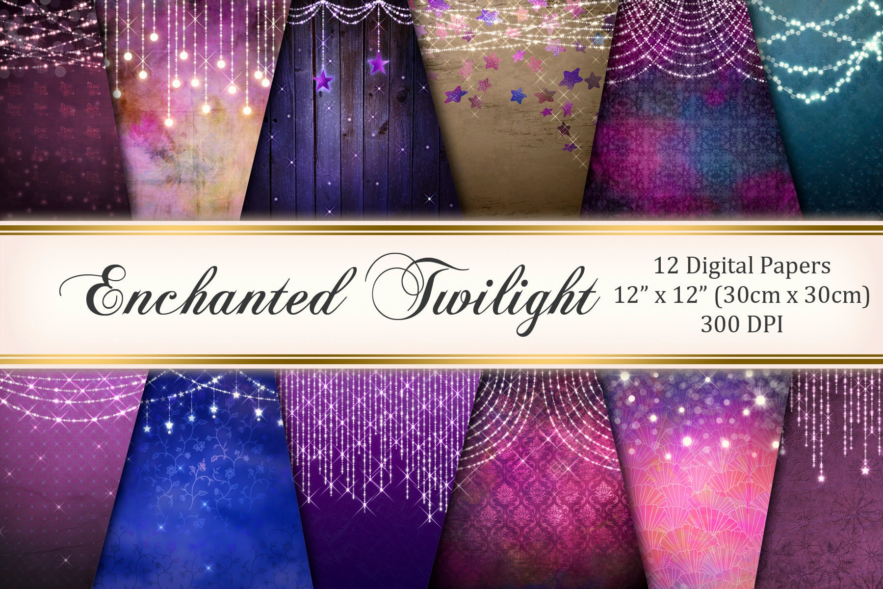 Digital Paper Pack ENCHANTED Twilight,gothic Damask Scrapbooking,fairy ...