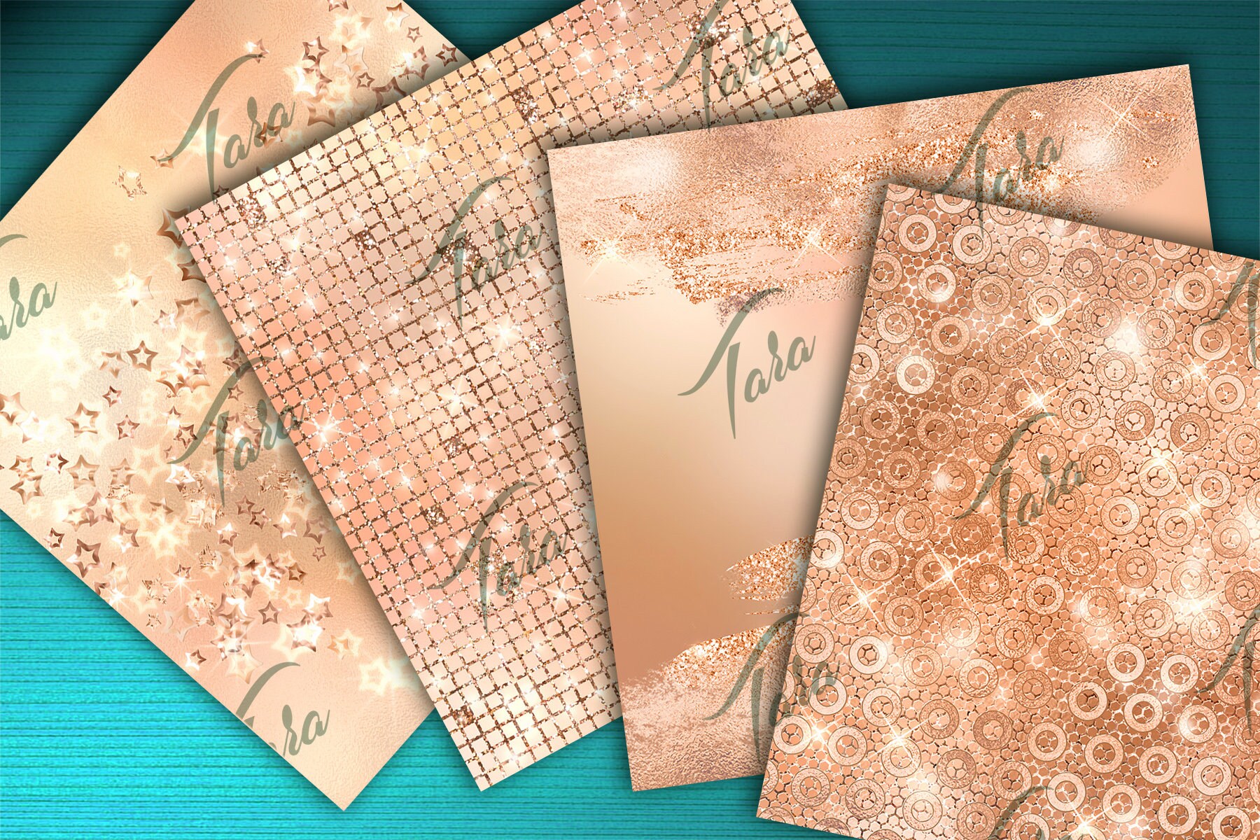 PEACH SHIMMER Digital Paper Pack,glitter Background,printable Scrapbook ...