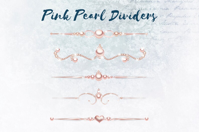 PINK PEARL DIVIDERS Clipart,luxury Bling Wedding Clip Art,pink Pearl ...
