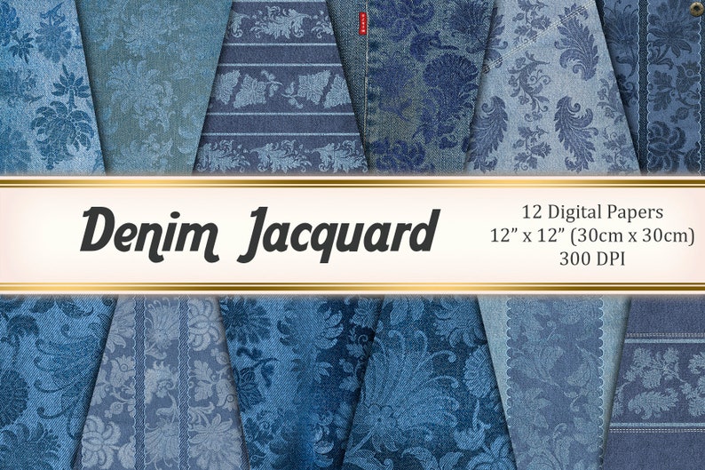 Digital Paper Pack DENIM Jacquard,jeans Digital Paper,paper Rustic ...