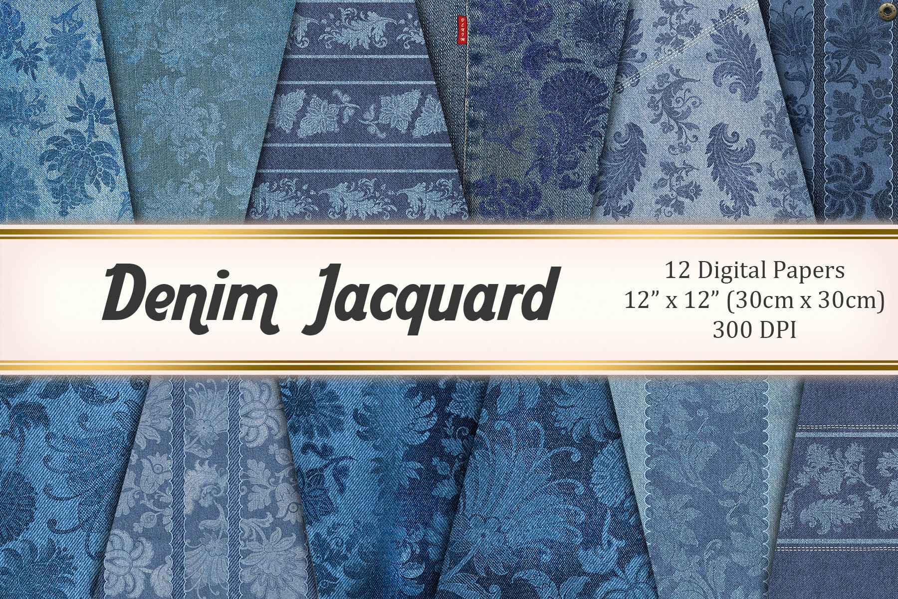 Digital Paper Pack DENIM Jacquard,jeans Digital Paper,paper Rustic ...