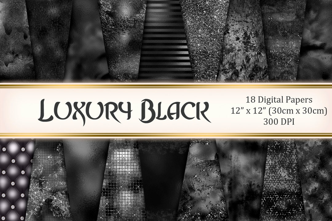 Digital Paper Pack LUXURY Black,black Foil Glitter Background,printable ...