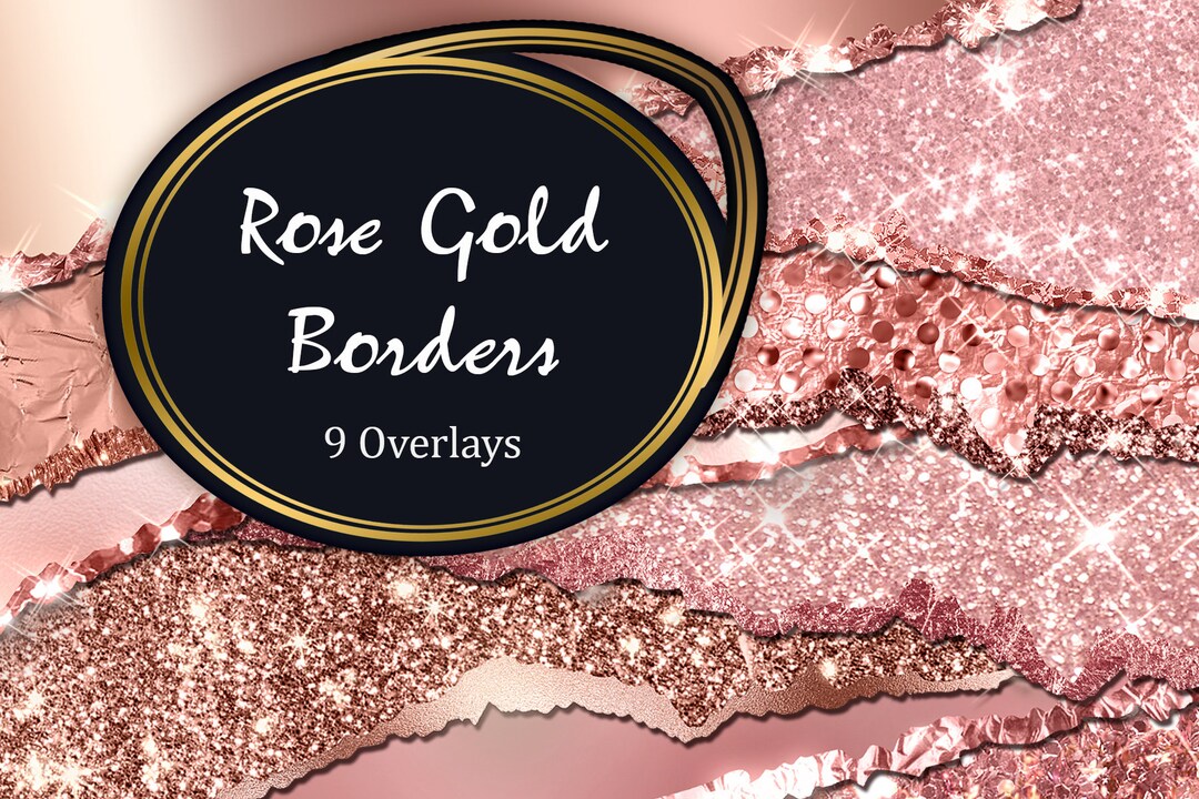 ROSE GOLD BORDERS Digital Overlays,glitter Borders,rose Gold Foil ...