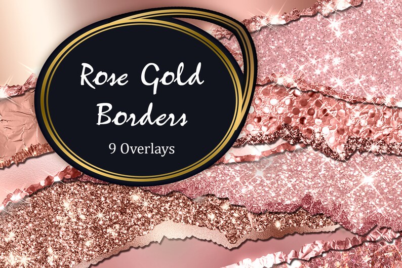 ROSE GOLD BORDERS Digital Overlays,glitter Borders,rose Gold Foil ...