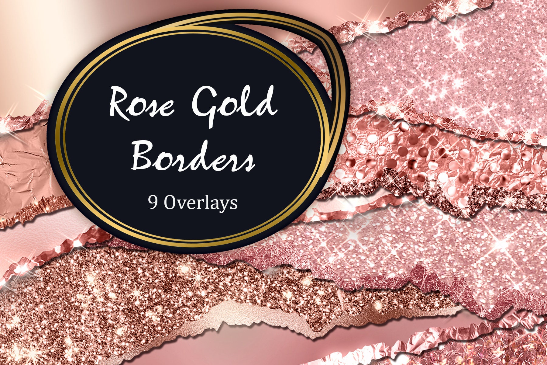 ROSE GOLD BORDERS Digital Overlays,glitter Borders,rose Gold Foil ...