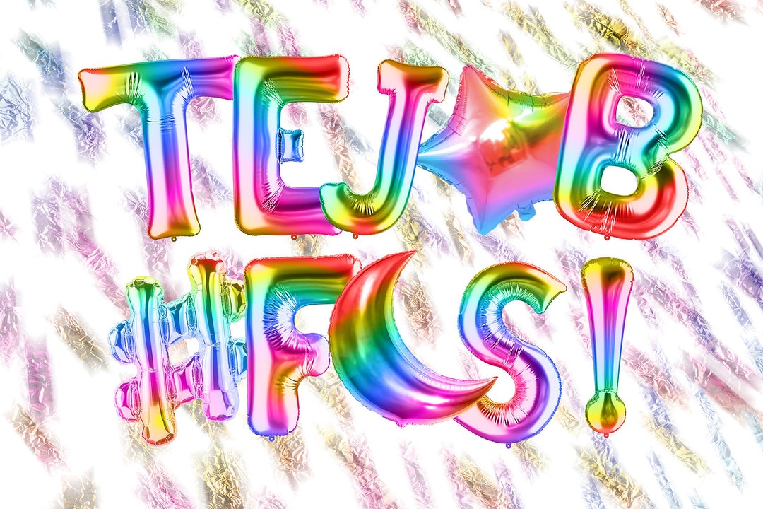 Digital RAINBOW LETTERS Balloon,digital Rainbow Foil Letters Ballons ...
